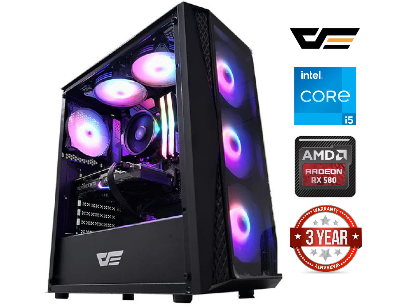 MDATA GAMING Core i5-12400f 64GB 1TB SSD RX 580 Windows 11 lauaarvuti ...